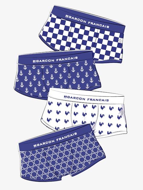 Create your own 4 pack patterned trunks made in France - Garçon Français